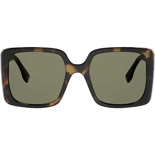 Fendi Frame 55mm Square Sunglasses - Havana/green