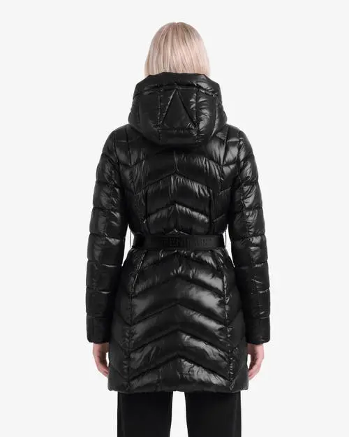 ALPENHAUS Selviere Wool-like Mixed Media Belted Coat - Black