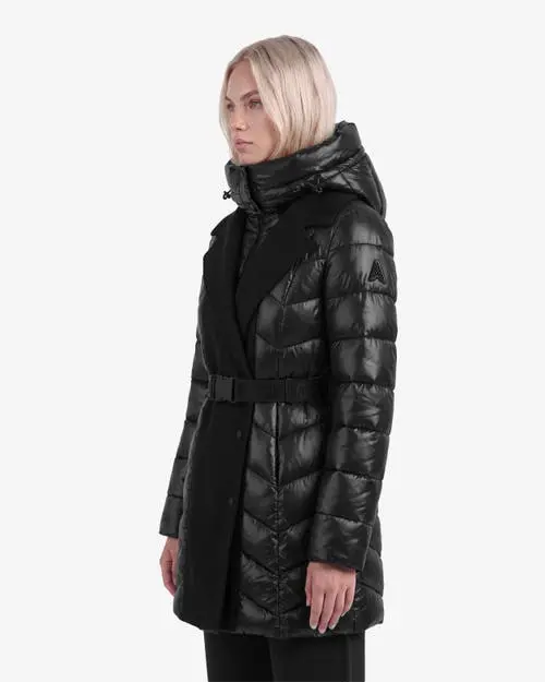 ALPENHAUS Selviere Wool-like Mixed Media Belted Coat - Black