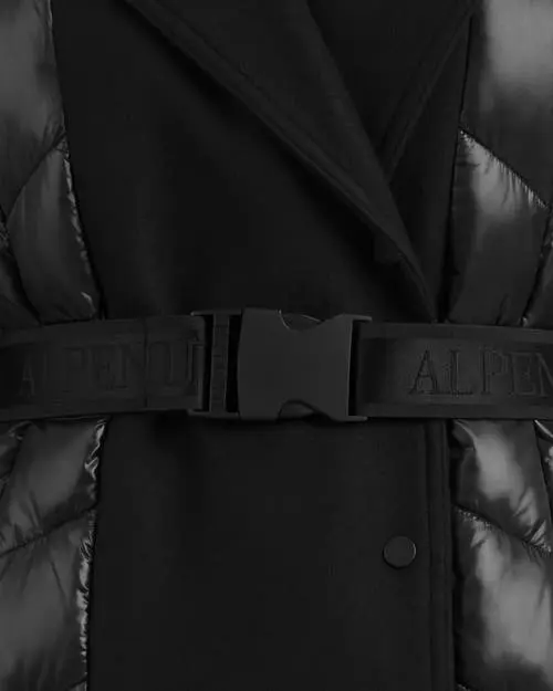 ALPENHAUS Selviere Wool-like Mixed Media Belted Coat - Black