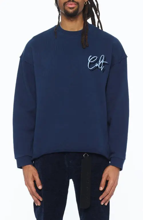 CULT OF INDIVIDUALITY Embroidered Heavyweight French Terry Sweatshirt - Navy