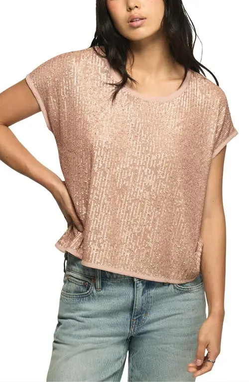 Lucky Brand Sequined Swing Tee - Blush