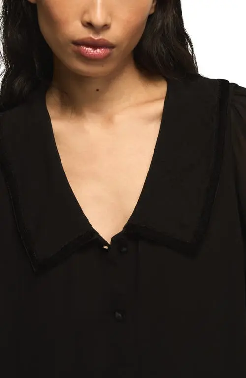 Lucky Brand Velvet Trim Peter Pan Collar Blouse
