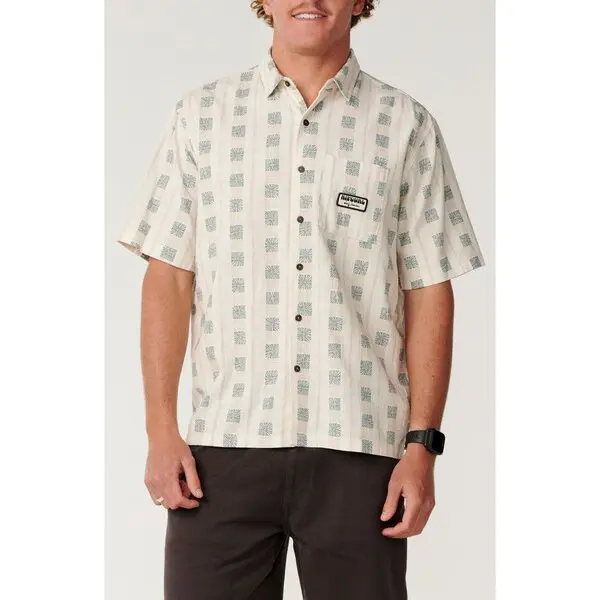 Rip Curl Pacific Rinse Stripe Button Up Shirt - Bone