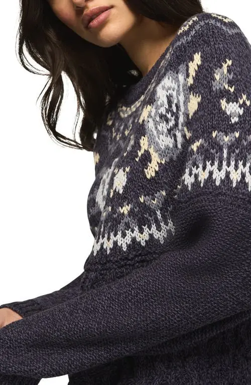 Lucky Brand Floral Fair Isle Crew Sweater