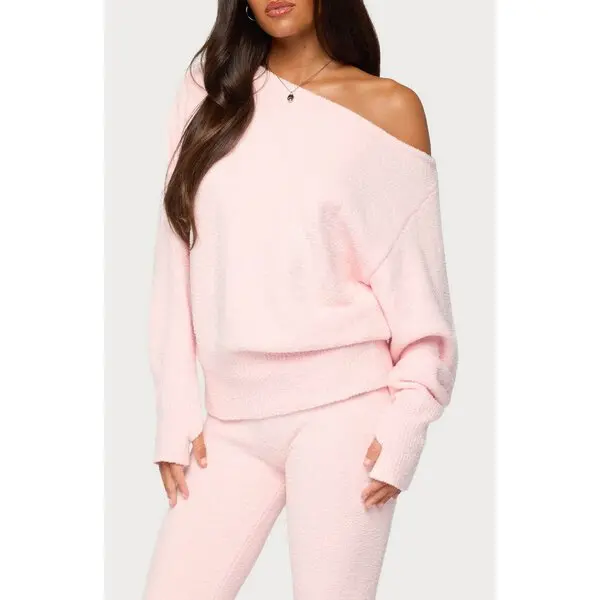 EDIKTED Asymmetric Oversized Plush Sweater