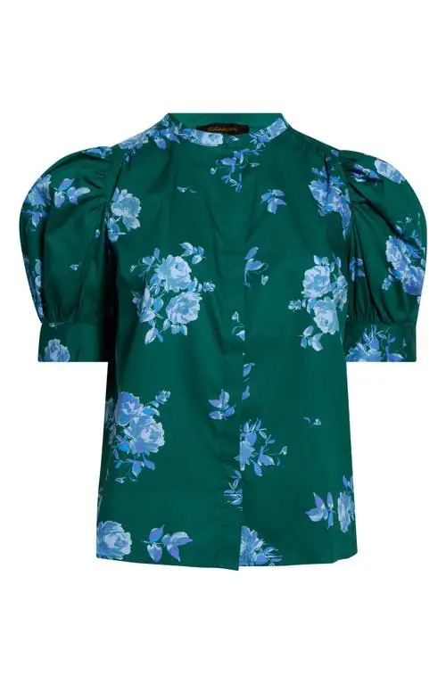 SUGARLIPS Klina Mandarin Collar Shirt - Teal-blue