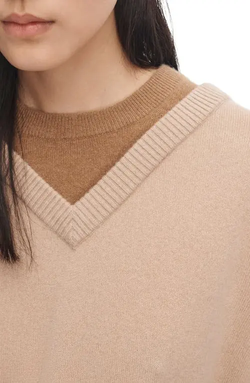 Rag & Bone Nyla Cashmere Vee Crew Sweater - Camel