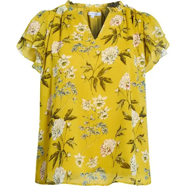 SUGARLIPS Montie Ruffle Split Neck Top