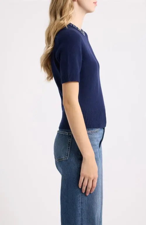 Rag & Bone Bonnie Embellished Short Sleeve Sweater