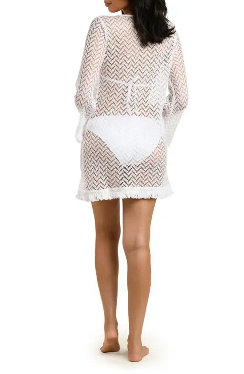 La Blanca Sandbar Social Crochet Cover-up Tunic - White