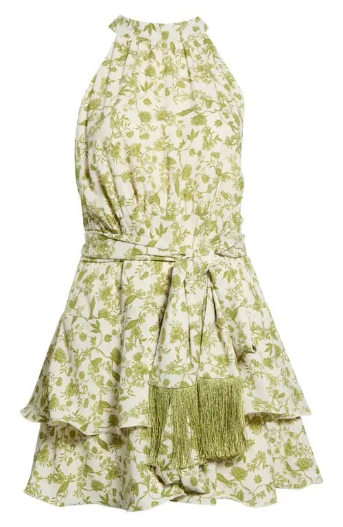 SUGARLIPS Mariena Floral Ruffle Minidress - Sage
