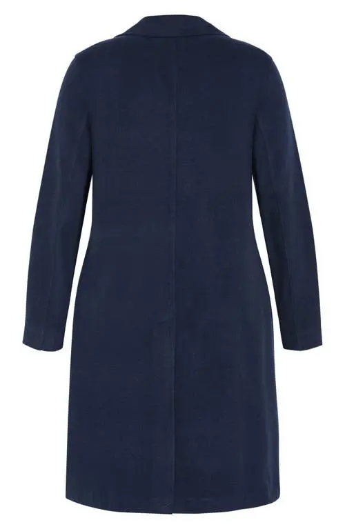 City Chic Anita Double Breasted Longline Melton Coat