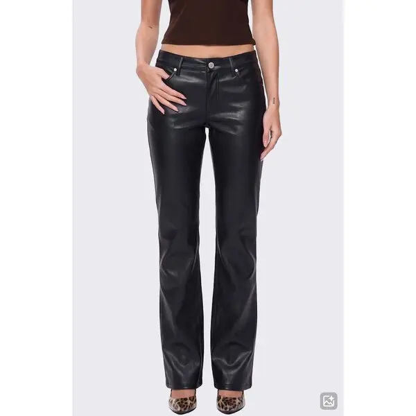Abrand Denim 99 Mid Rise Straight Leg Faux Leather Pants