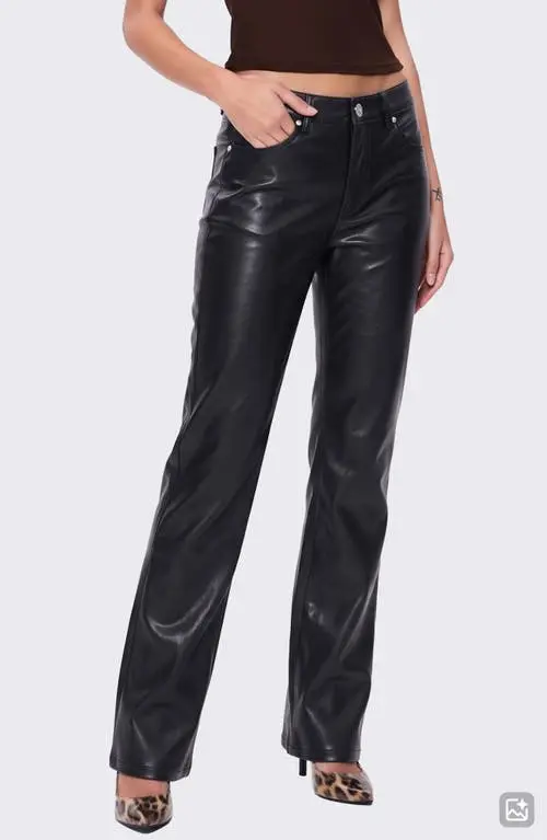 Abrand Denim 99 Mid Rise Straight Leg Faux Leather Pants