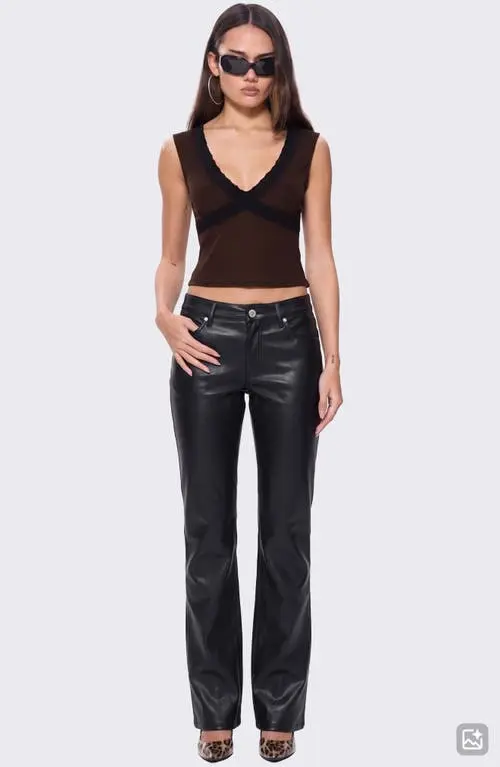 Abrand Denim 99 Mid Rise Straight Leg Faux Leather Pants