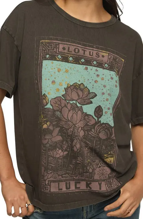 Lucky Brand Lucky Lotus Graphic Oversized T-shirt - Raven