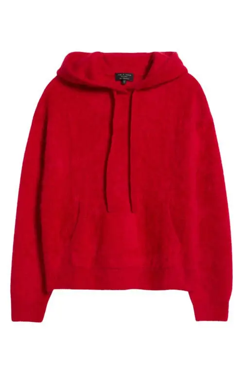 Rag & Bone Jada Brushed Cashmere Hoodie - Red