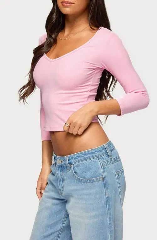 EDIKTED Lakia V-neck Three-quarter Sleeve Top