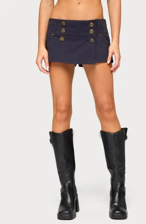 EDIKTED Reila Button Wrap Skort - Navy