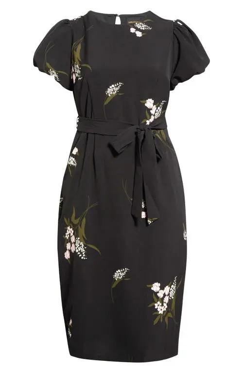 SUGARLIPS Senidy Puff Sleeve Midi Dress - Black-multi