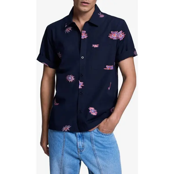 Desigual Embroidered Short Sleeve Button-up Shirt