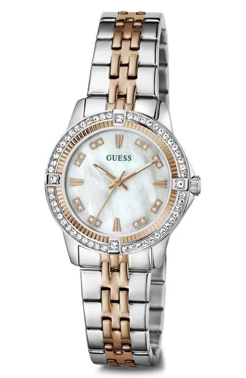 Guess Round Crystal Accent Bracelet Watch - Two-tone