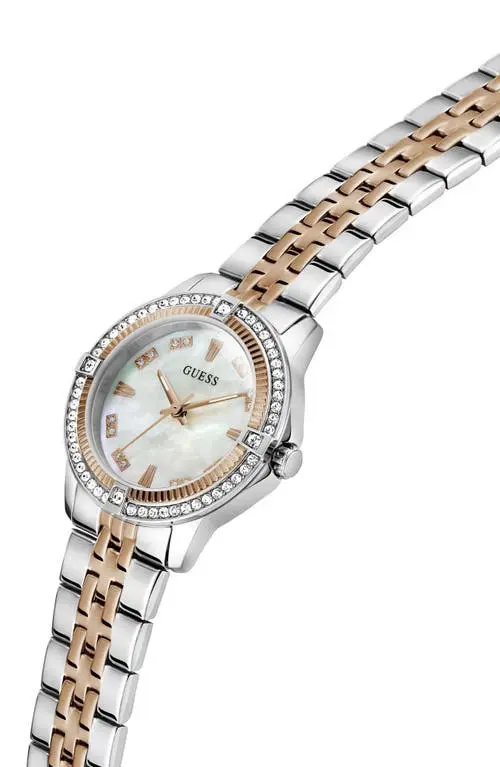 Guess Round Crystal Accent Bracelet Watch - Two-tone