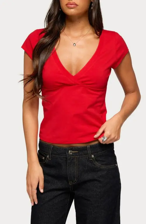 EDIKTED Penelopy Overlap V-neck Top