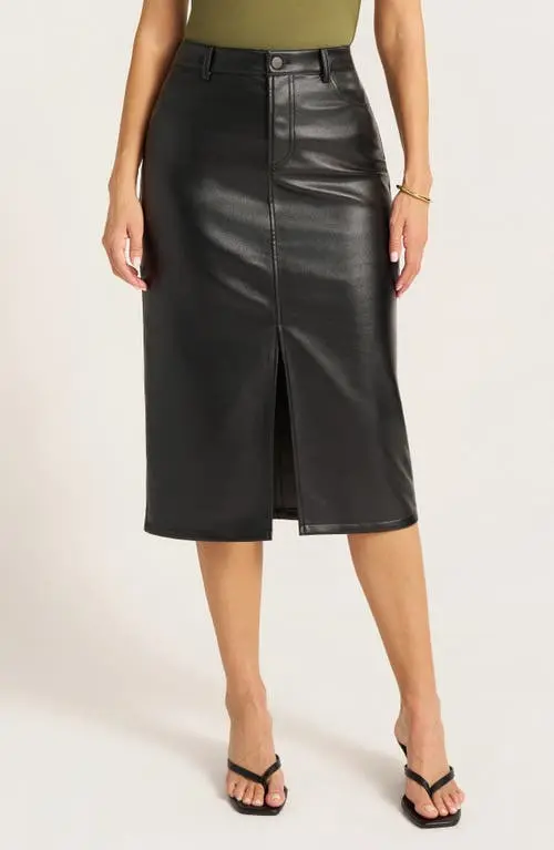 Matty M. State Faux Leather Midi Skirt