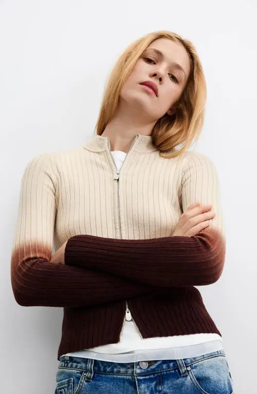 Desigual Ombré Ribbed Mock Neck Sweater