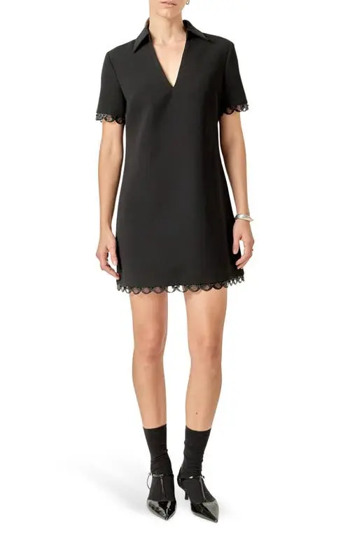 English Factory Bow Scallop Hem Minidress - Black