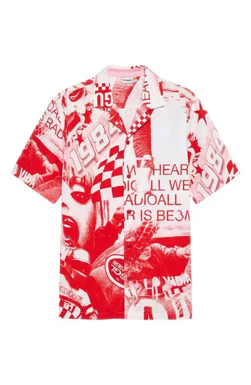 Desigual Racing Print Cotton Camp Shirt