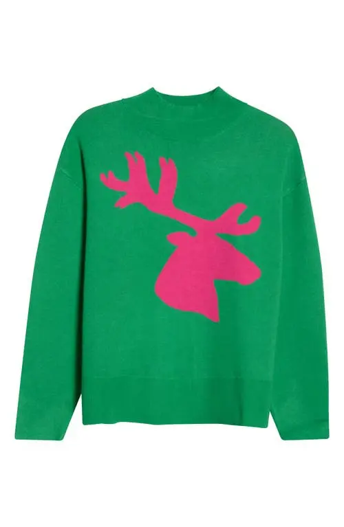 SUGARLIPS Milly Moose Mock Neck Sweater - Emerald