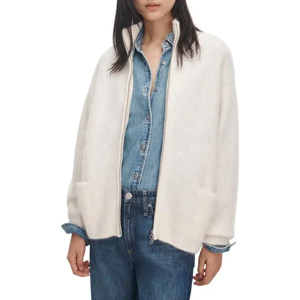 Rag & Bone Jada Brushed Cashmere Full Zip Cardigan