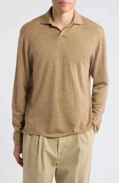 ALEX CRANE Tam Long Sleeve Merino Wool Polo - Bronze