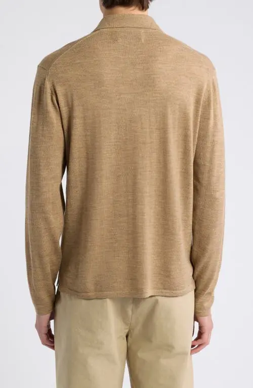 ALEX CRANE Tam Long Sleeve Merino Wool Polo - Bronze