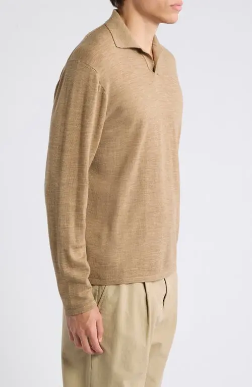 ALEX CRANE Tam Long Sleeve Merino Wool Polo - Bronze