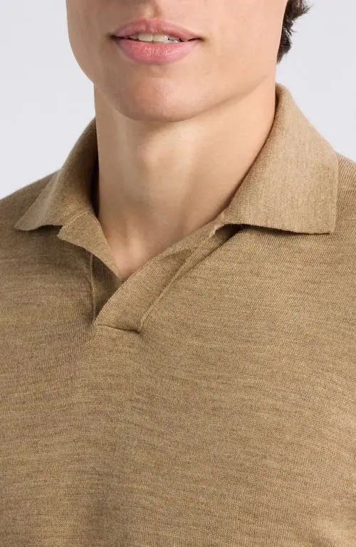 ALEX CRANE Tam Long Sleeve Merino Wool Polo - Bronze