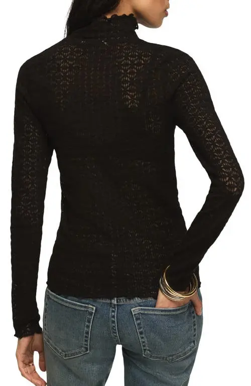 Lucky Brand Mock Neck Long Sleeve Lace Top