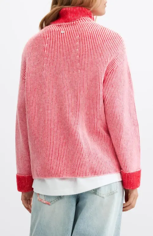 Desigual Ribbed Turtleneck Sweater - Pink