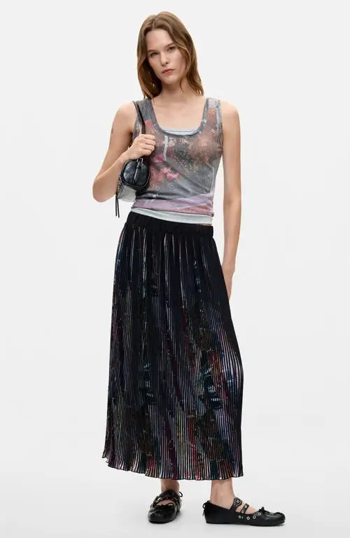 Desigual Floral Pleated Midi Skirt