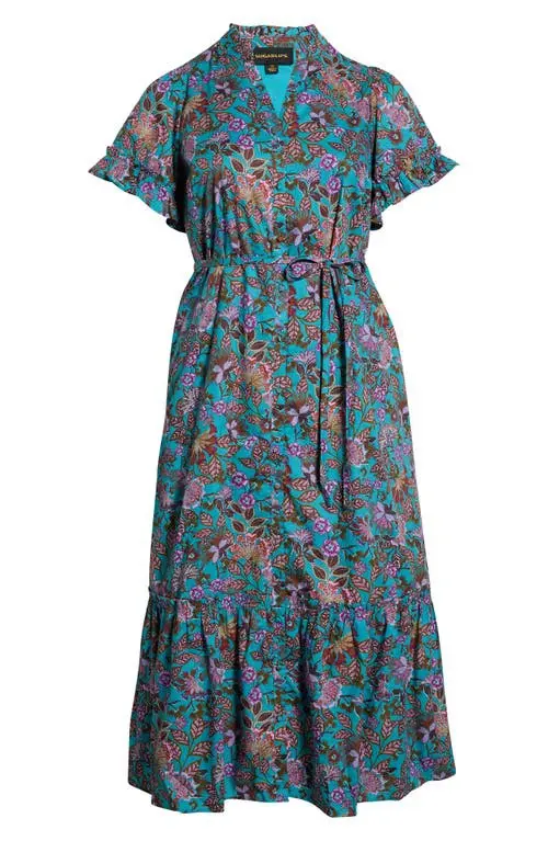 SUGARLIPS Alna Floral Cotton Midi Dress