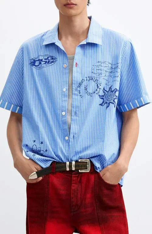 Desigual Striped Graphic Cotton Button-up Shirt