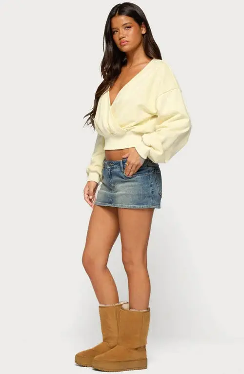 EDIKTED Narli Wrap Cropped Sweatshirt