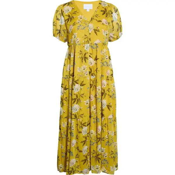 SUGARLIPS Verisa Flora Tiered Maxi Dress - Gold-multi