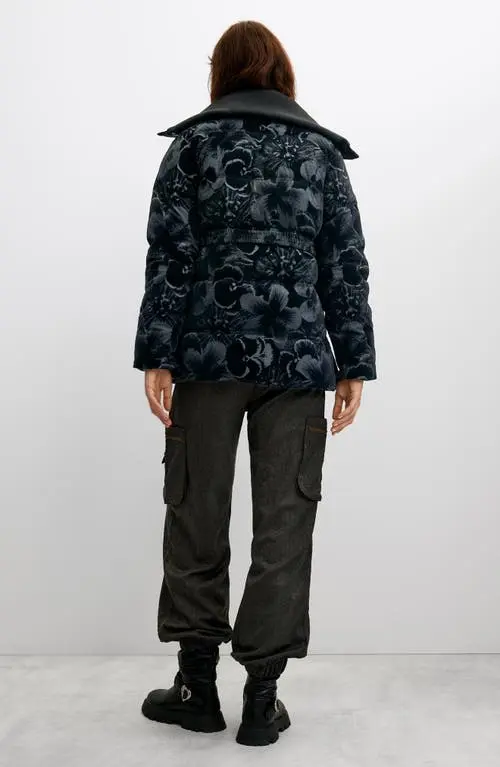 Desigual Floral Quilted Puffer Coat
