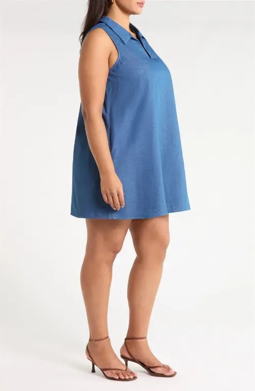 SUGARLIPS Lexya Collared Shift Minidress - Denim