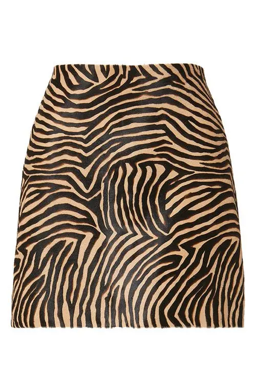 Veronica Beard Ohemia Zebra Print Genuine Calf Hair Skirt