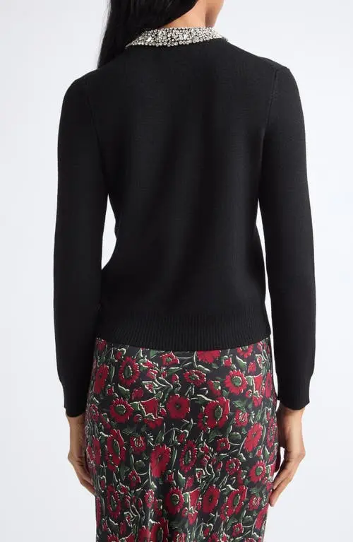 Veronica Beard Daro Embellished Merino Wool Cardigan